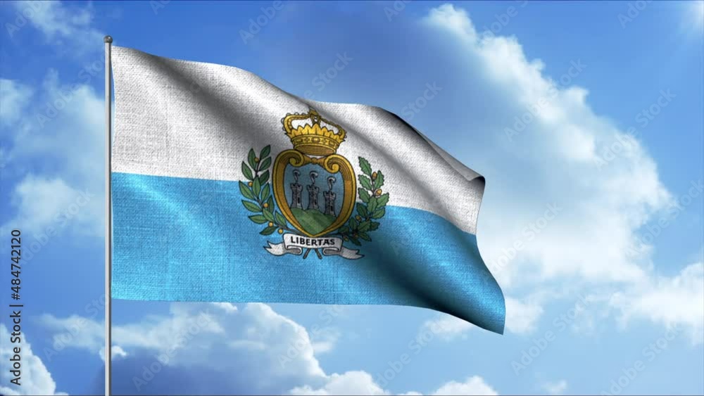Vidéo Stock The flag of San Morino. Motion. A light two-tone flag ...
