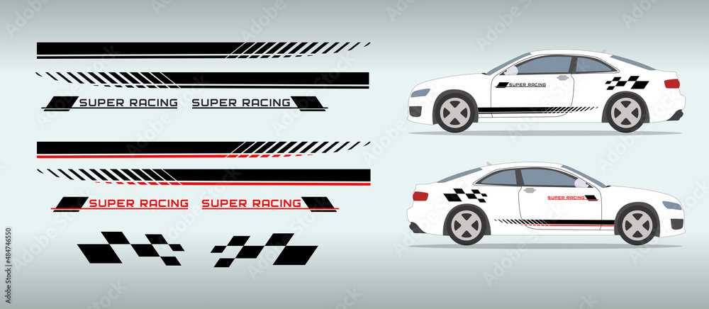Car side sticker design. Auto vinyl decal template. Suitable for ...