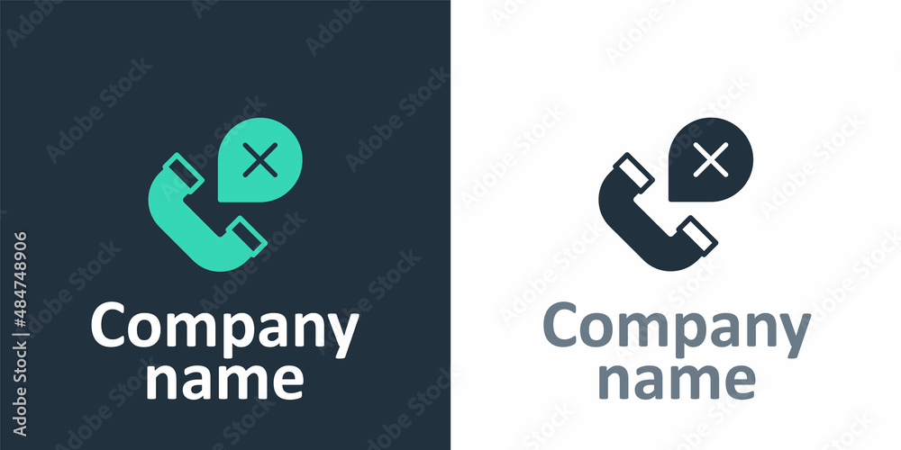 Logotype Declined or missed phone call icon isolated on white ...