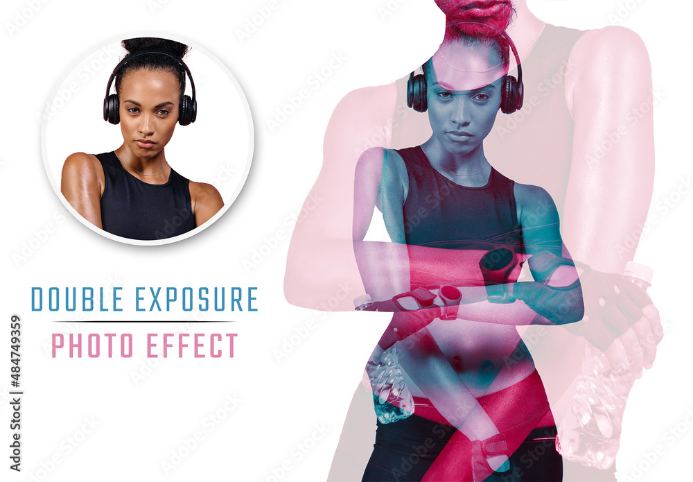 Double Color Exposure Photo Effect Mockup Stock Template | Adobe Stock