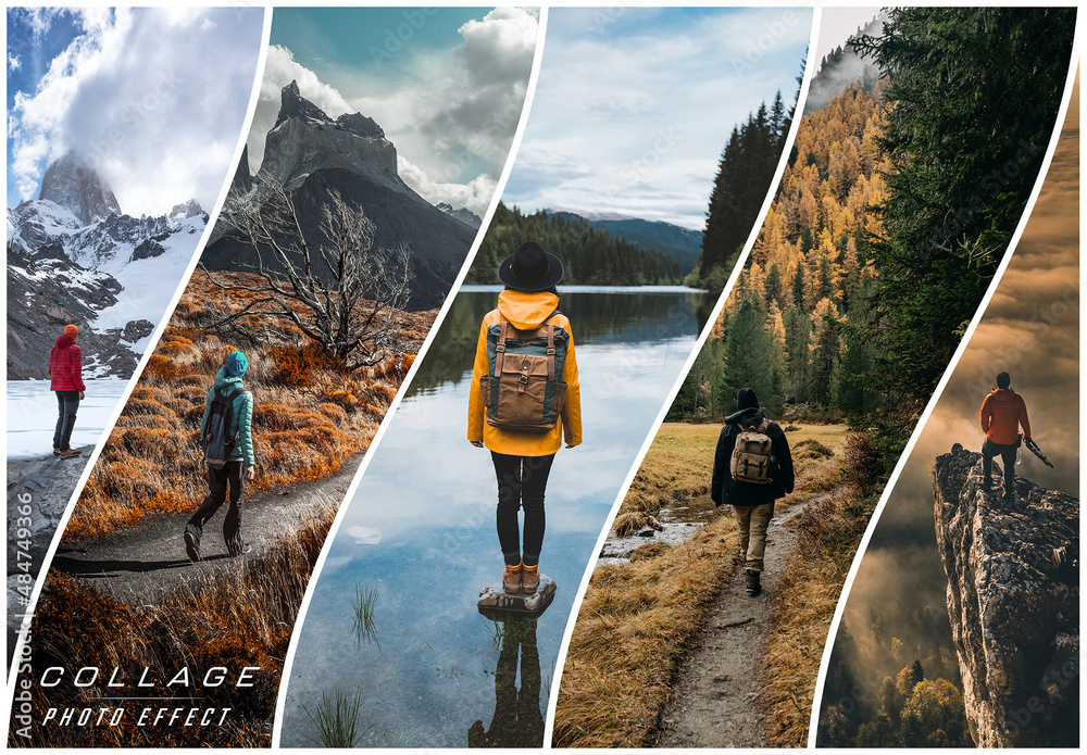 Photo Collage Strip Effect Mockup Stock Template | Adobe Stock