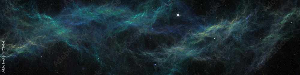 Space background with star dust and gas clouds. Fractal 3d illustration ...