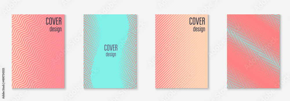 Gradient cover template with line geometric elements and shapes. Stock ...
