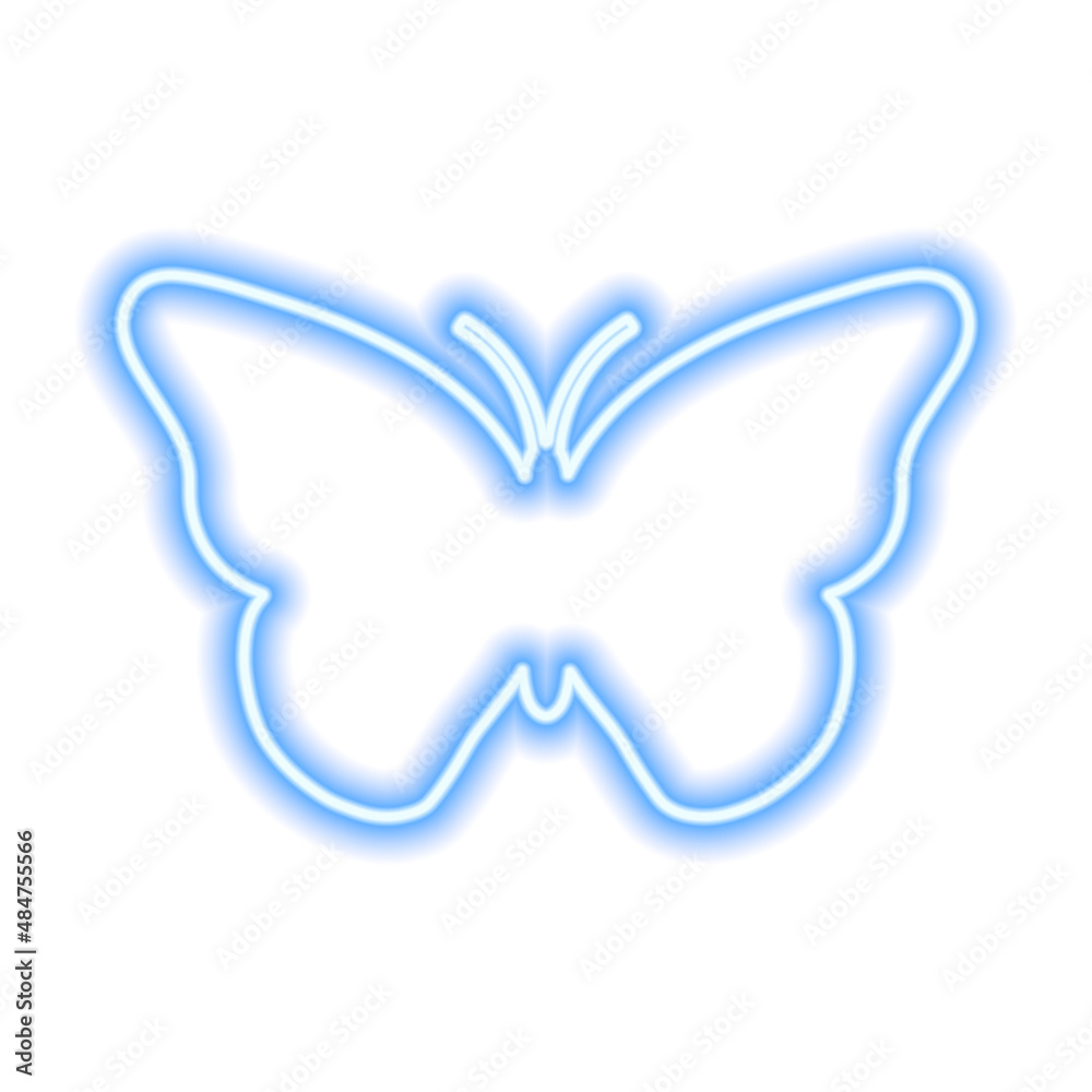 Blue neon sign of butterfly isolated on white. Stock Vector | Adobe Stock
