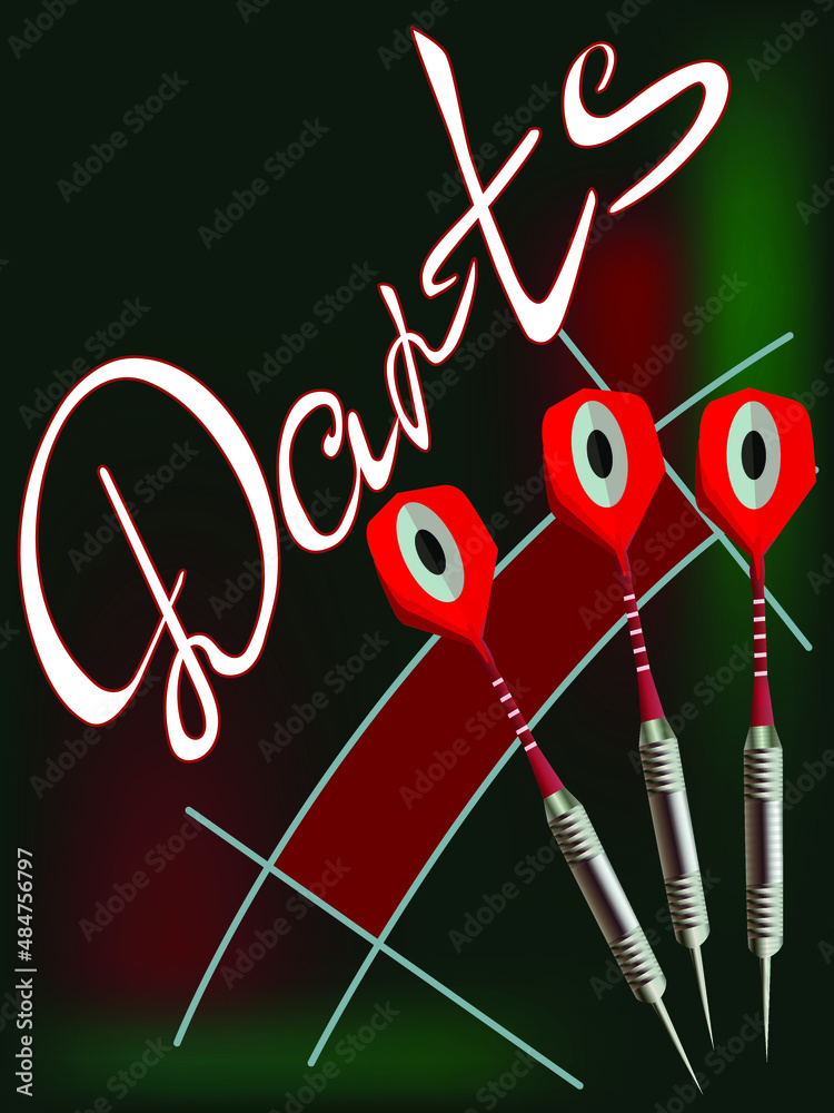 vector illustration with a stylized image of symbols for playing darts ...