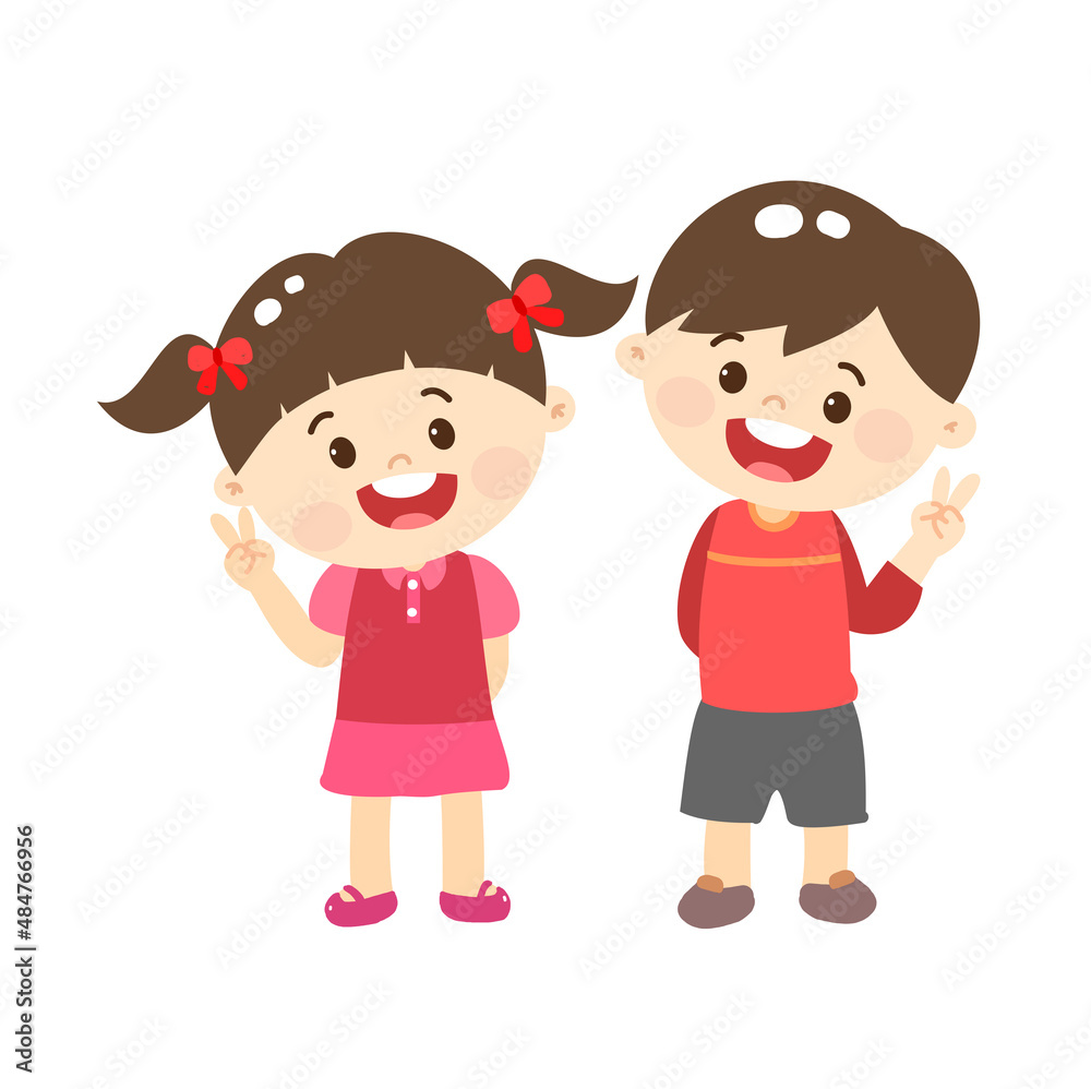Cartoon little kids character Stock Vector | Adobe Stock