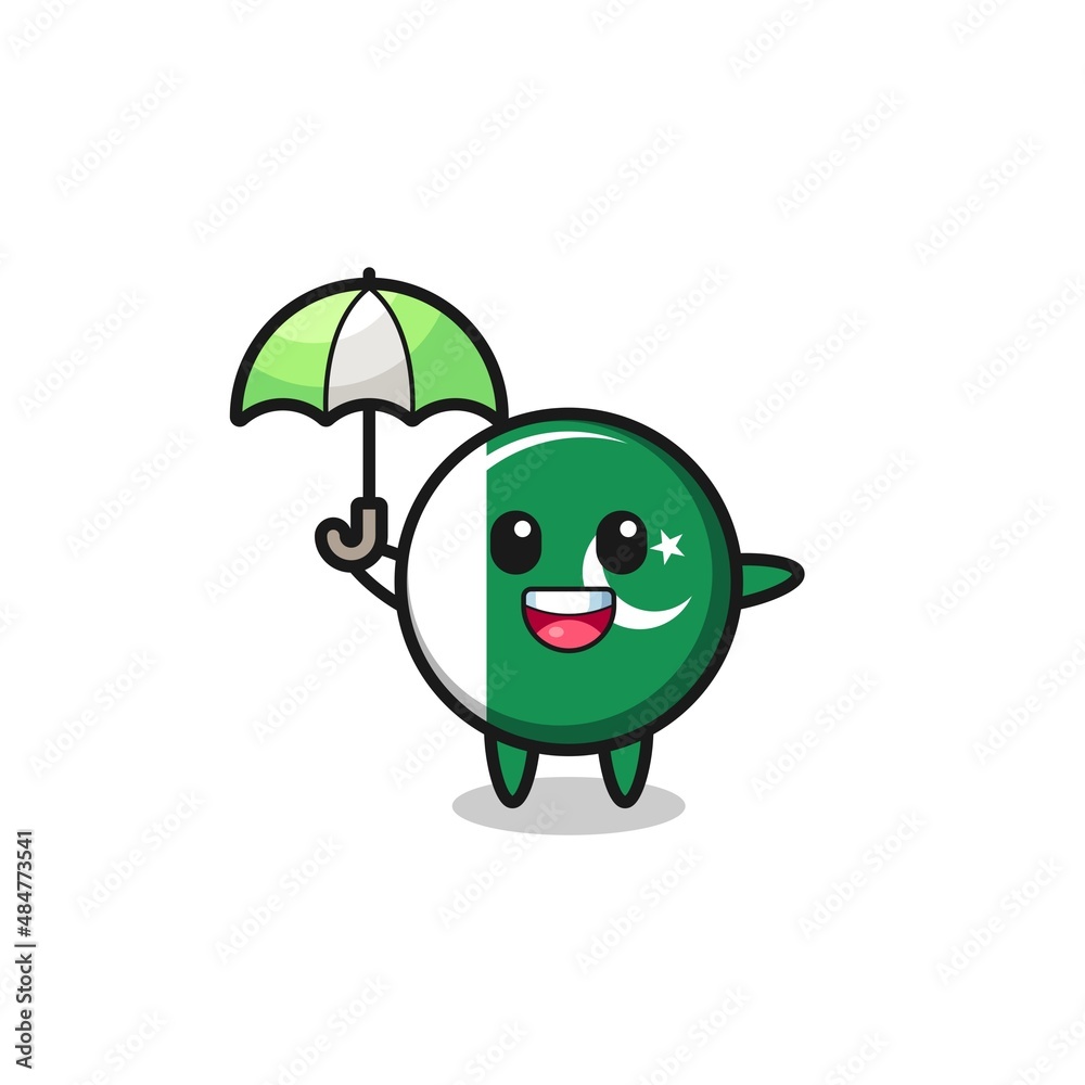 cute pakistan flag illustration holding an umbrella Stock Vector ...