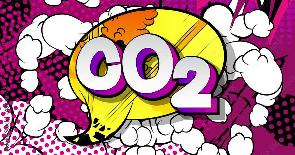 Video „CO2. 4k animated Comic book word text moving on abstract comics ...