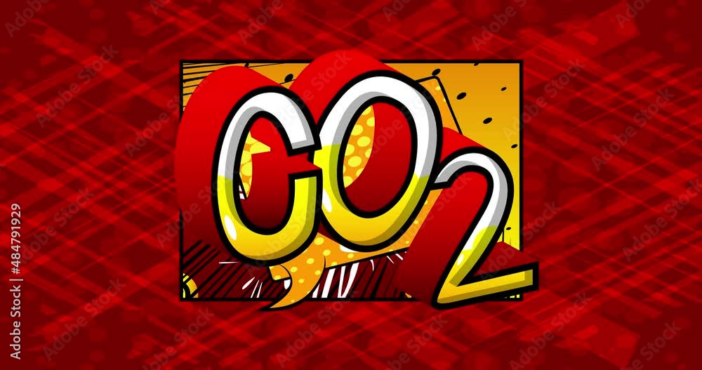 CO2. 4k animated Comic book word text moving on abstract comics ...