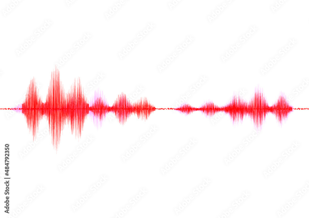 Vector Red Sound Wave Equalizer on White Background. Vector ...