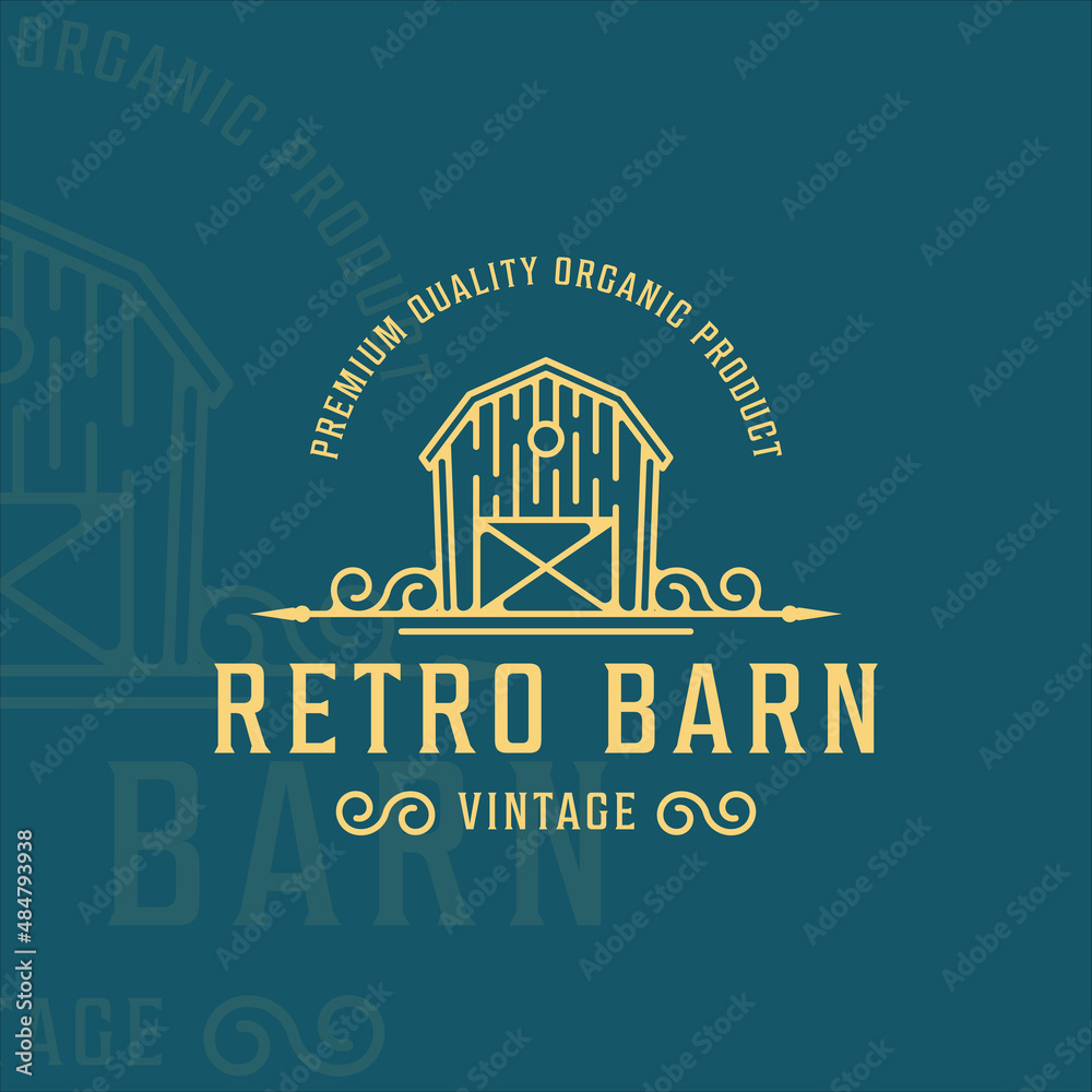 retro barn logo line art vector illustration template icon graphic ...