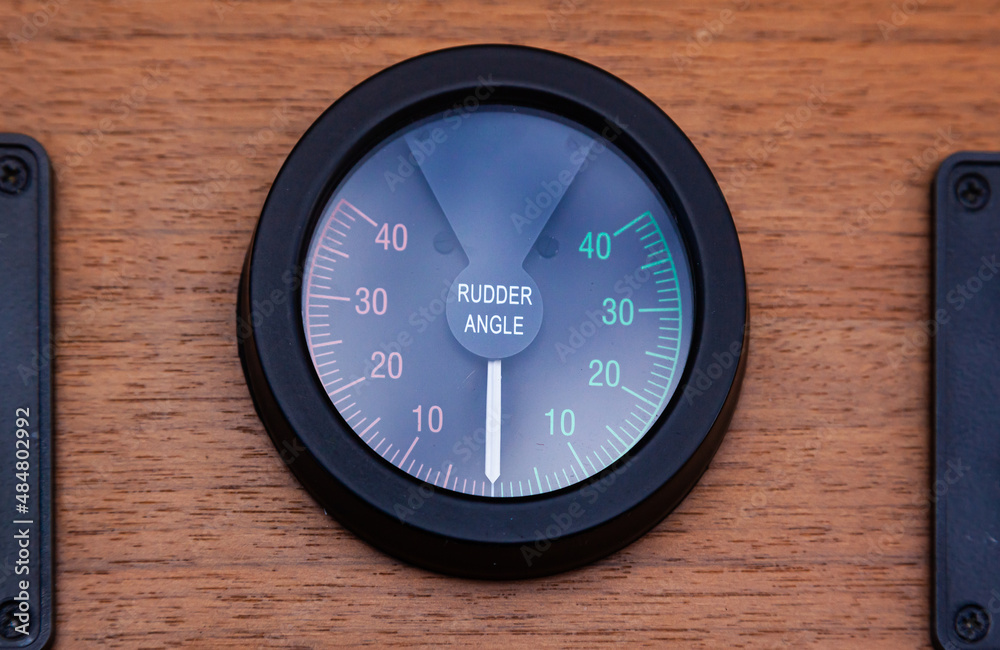 Ship analog inclinometer installed inside the ship. Inclinometer, a ...