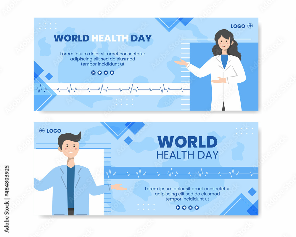 World Health Day Banner Template Flat Healthcare Illustration Editable ...