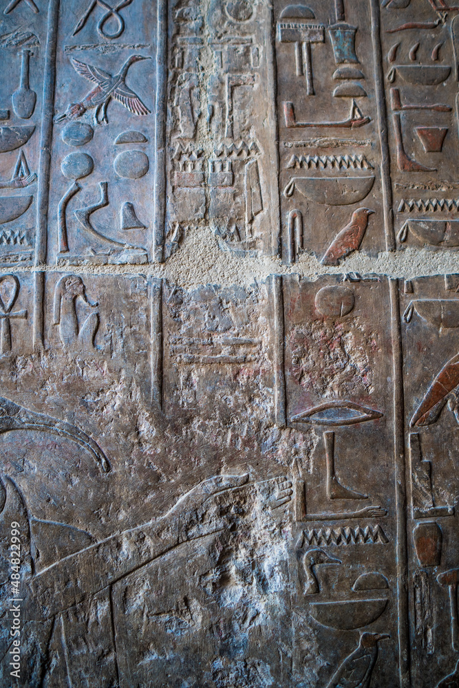 Egyptian hieroglyphic script used by ancient Egyptians to represent ...