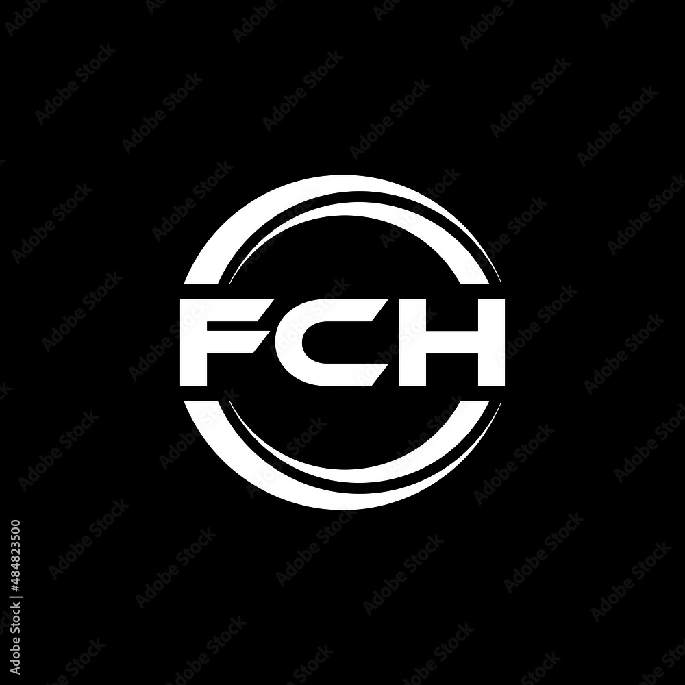 Vettoriale Stock FCH letter logo design with black background in ...