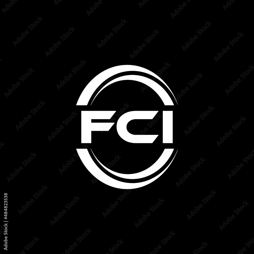 FCI letter logo design with black background in illustrator, vector ...