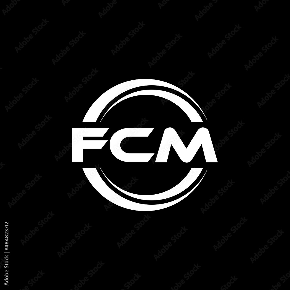 FCM letter logo design with black background in illustrator, vector ...