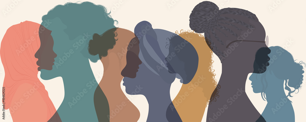 Group of multicultural diversity multiethnic women and girls - head ...