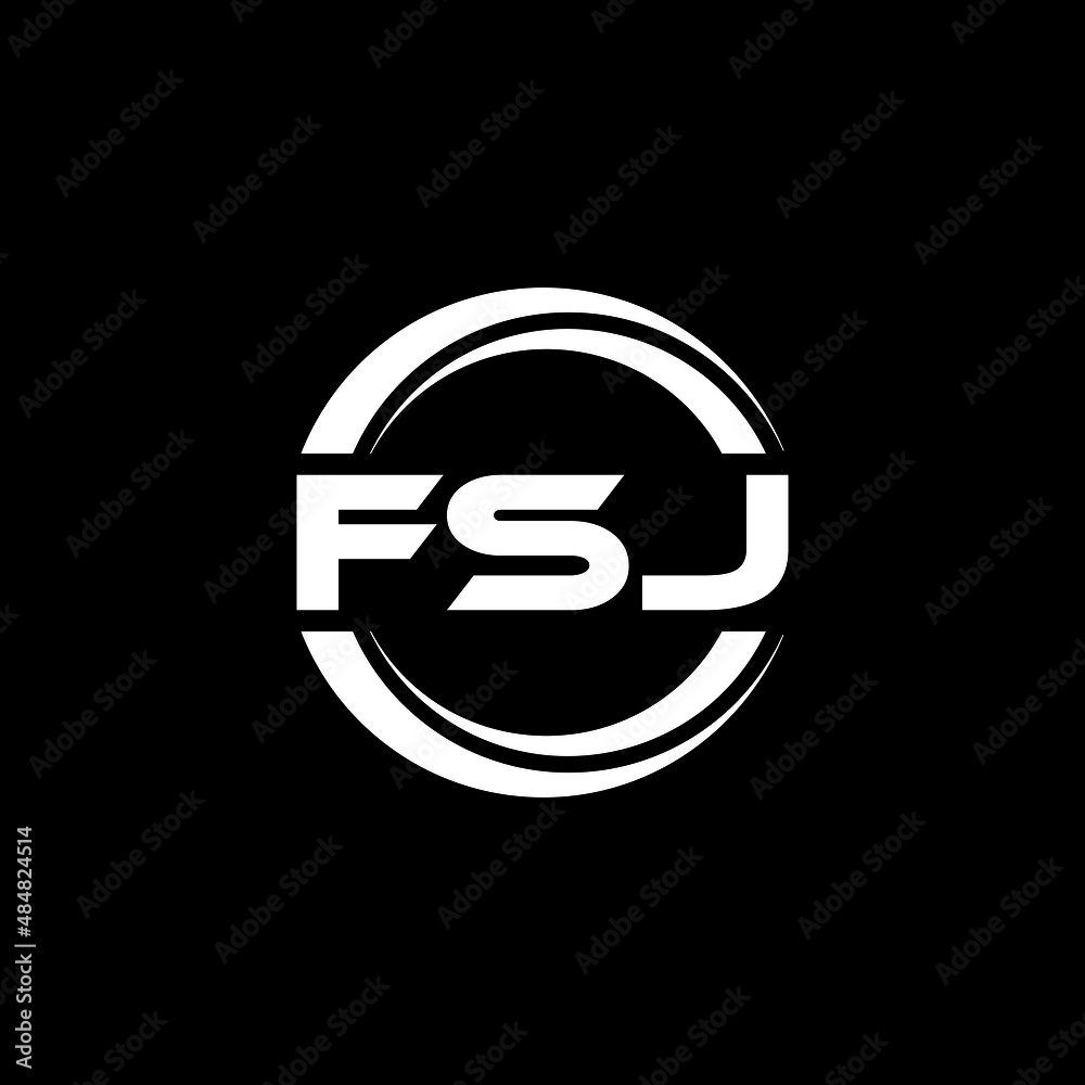 FSJ letter logo design with black background in illustrator, vector ...