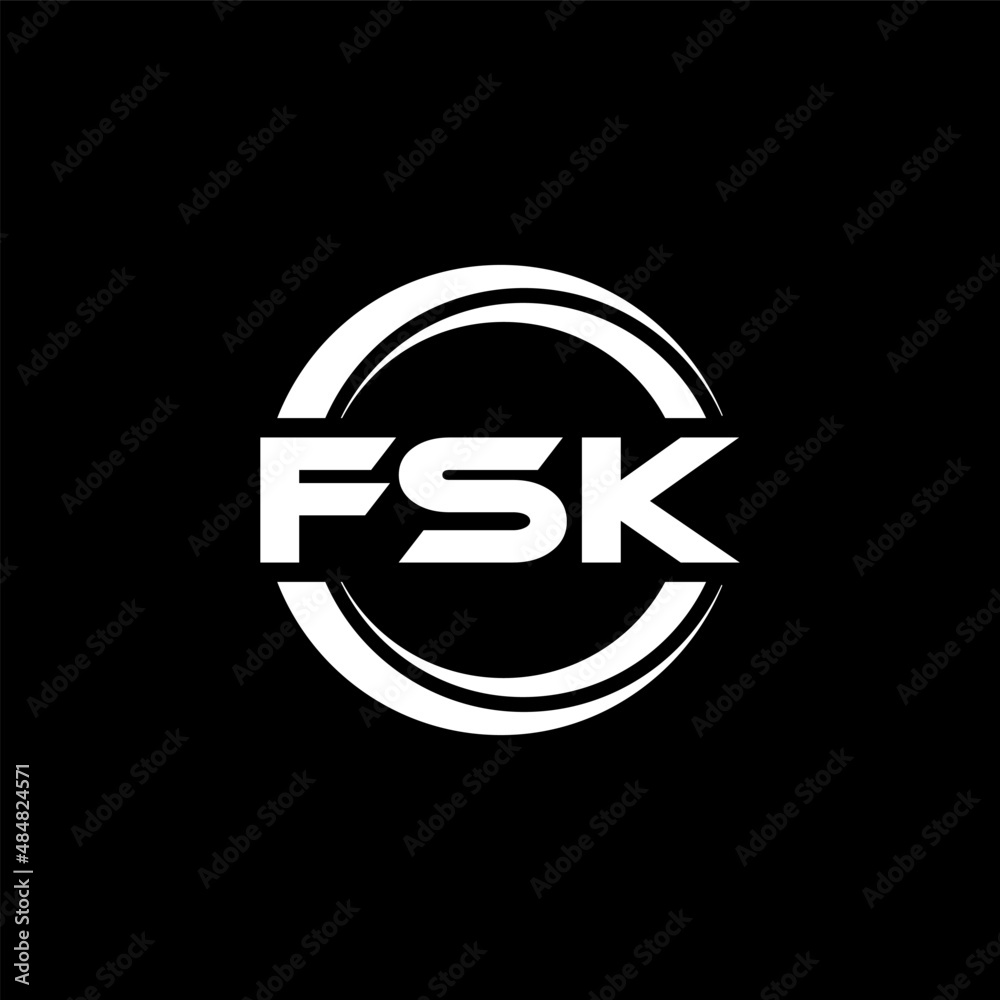 FSK letter logo design with black background in illustrator, vector ...