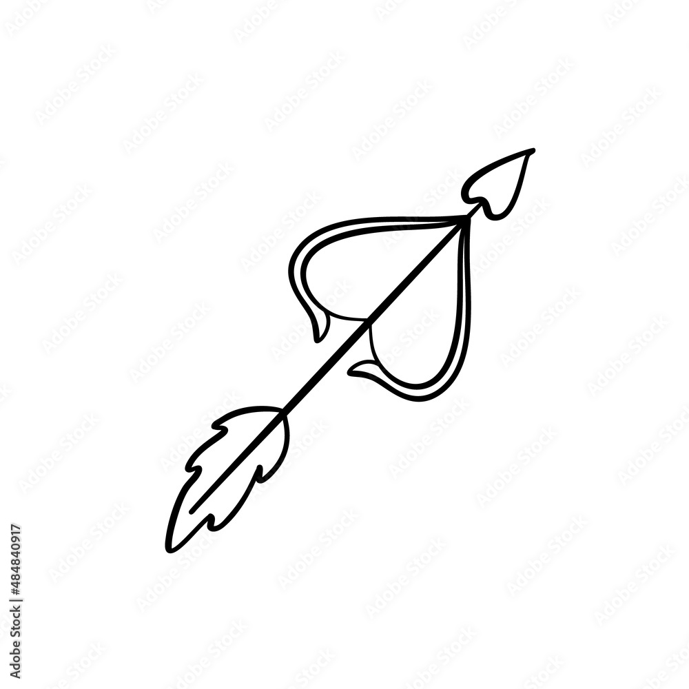 Cute bow and arrow, doodle illustration, holiday clipart. Cute element ...