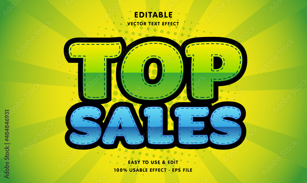 editable top sales vector text effect with modern style design, usable ...