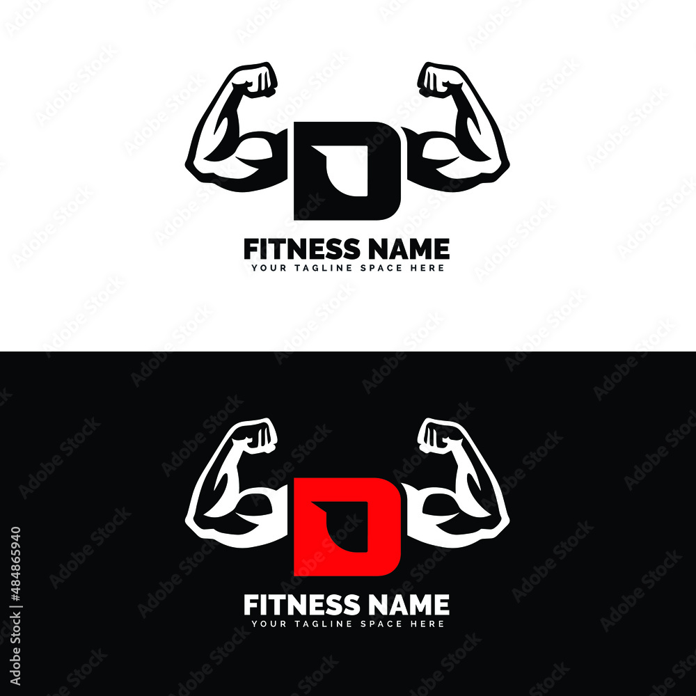 Muscular arm letter D logo design Letter "D" arm biceps in negative ...