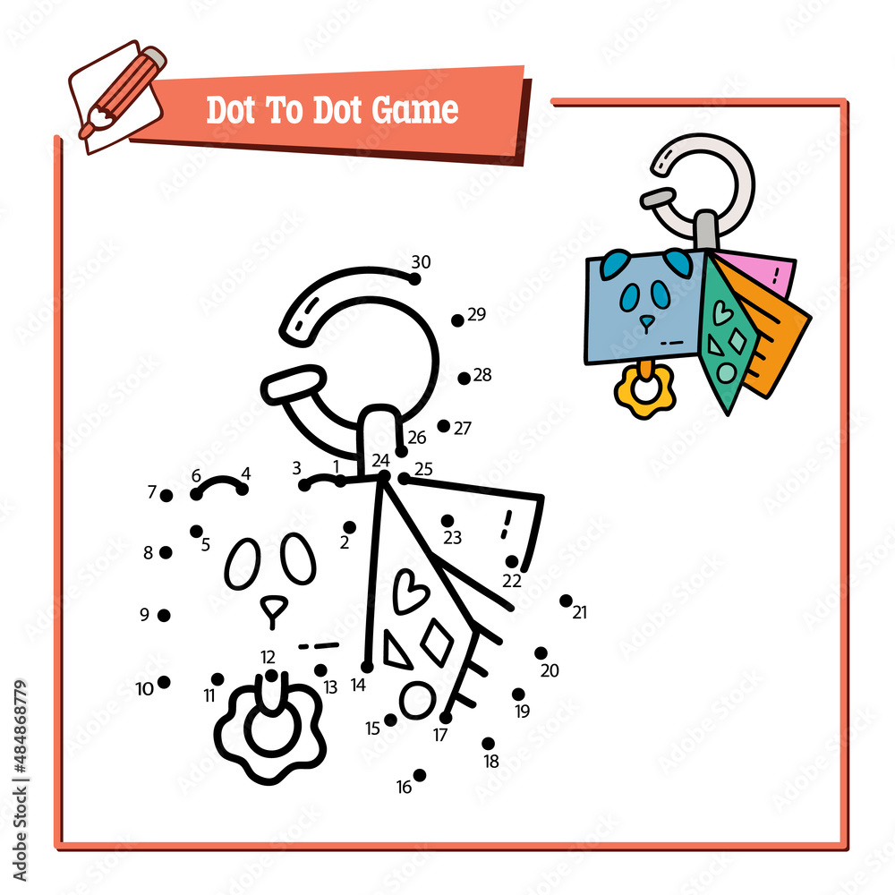 Vector illustration educational game of dot to dot puzzle with doodle ...