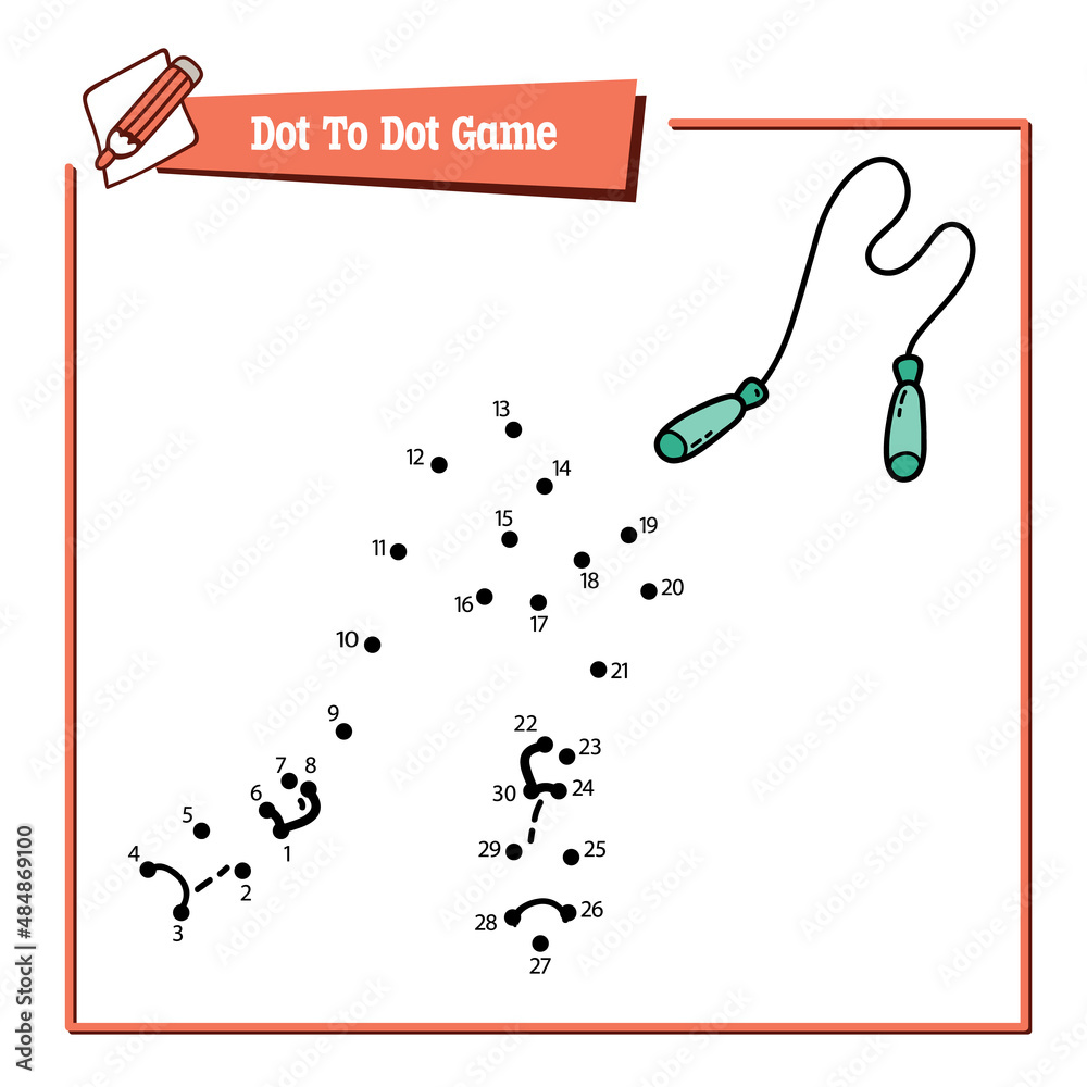 Vector illustration educational game of dot to dot puzzle with doodle ...