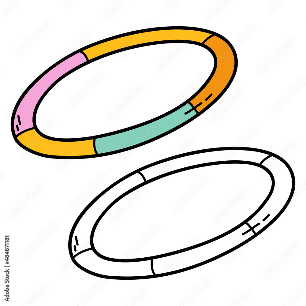 Vector illustration coloring page of doodle hula hoop for children and ...
