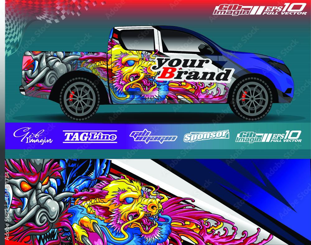 Car decal, truck and cargo van graphic vector, wrap vinyl sticker ...