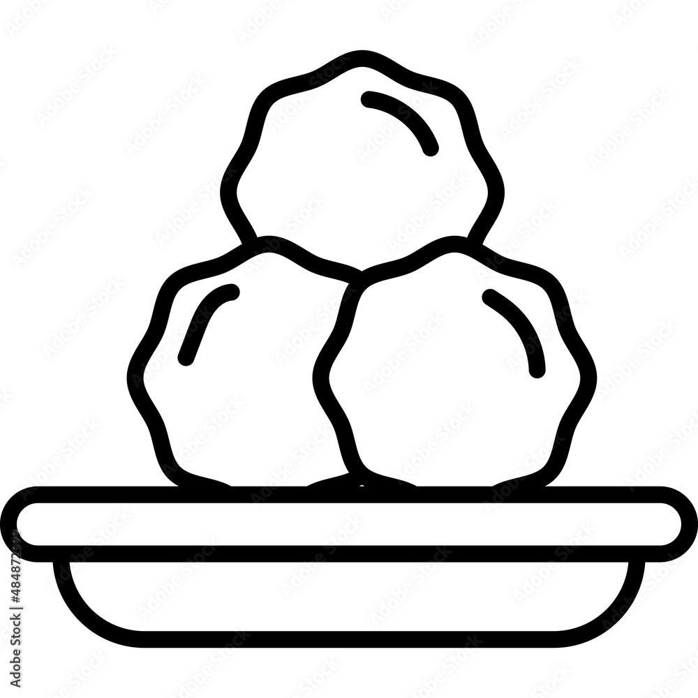 Meatballs Outline Icon Food Vector Stock Vector | Adobe Stock