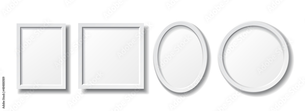 Set of empty white picture frame different shapes. Stock Vector | Adobe ...