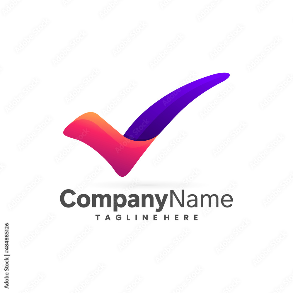 check mark vector logo design template, checklist logo design Stock ...