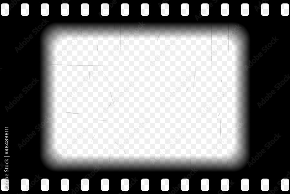 Old black cinematic frame with transparent background. Antique ...