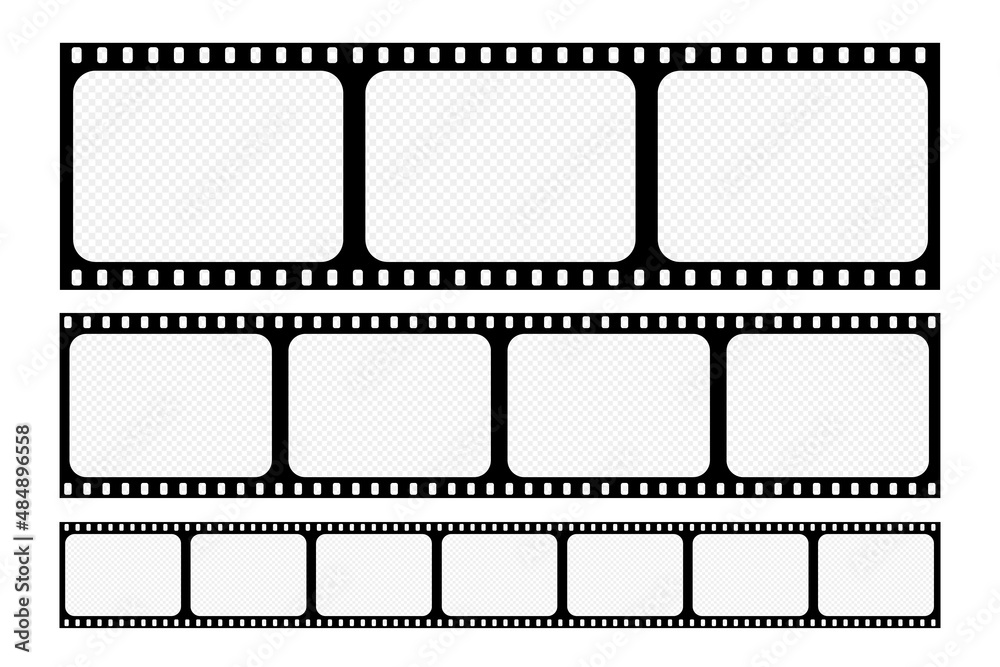 Set old retro film strip template with blank empty frames. Type 35mm ...