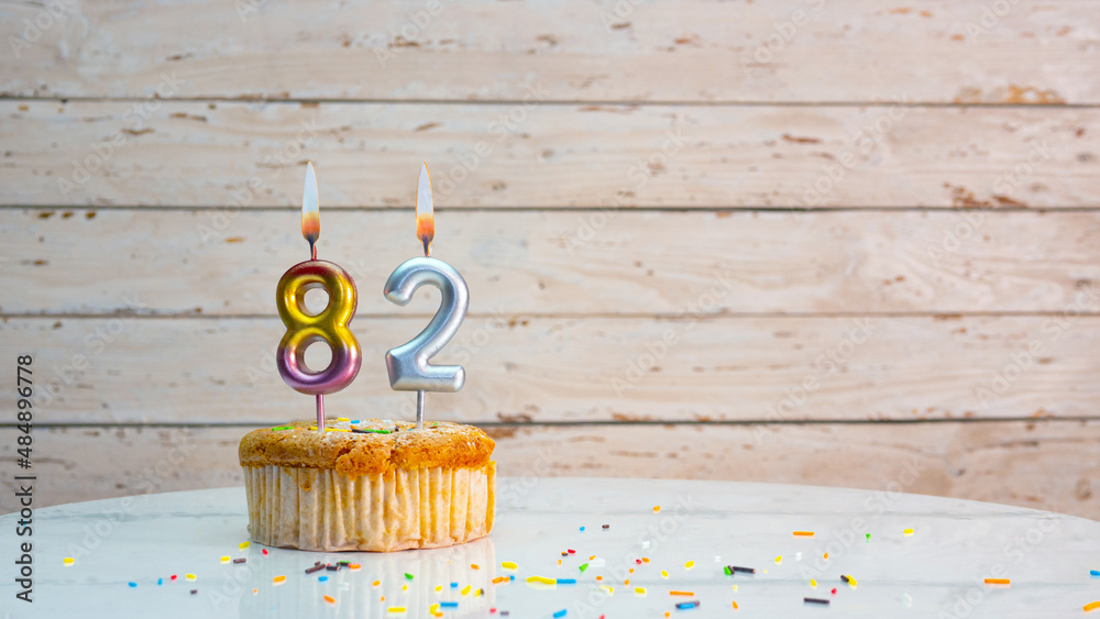 82 year happy birthday greetings from silver numbers on white boards ...