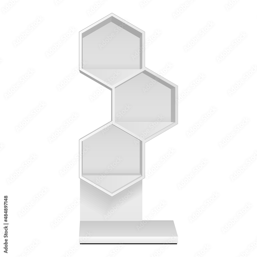 Mockup Hexagonal Retail Shelves Floor Display Rack For Supermarket ...