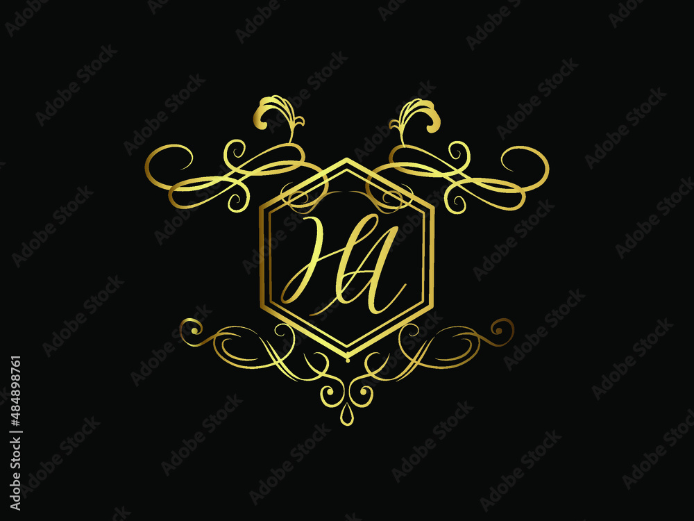 HA initial letter luxury monogram logo,elegant ornamen jewelry, emblem ...