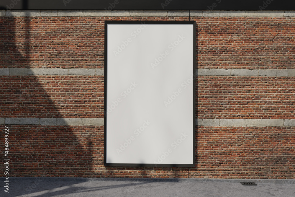 Blank Poster frame / Billboard / Display on an old factory brick wall ...