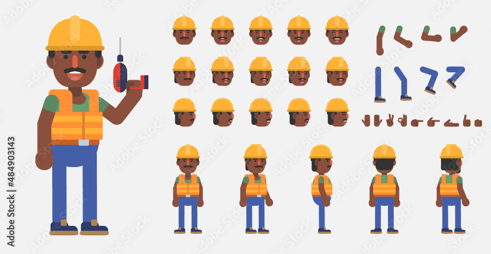 Creation kit of a construction worker. Modern vector illustration ...