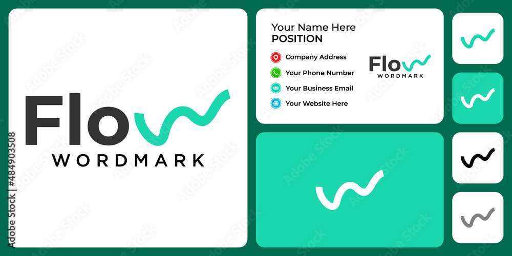 Letter w monogram flow logo design with business card template. Stock ...