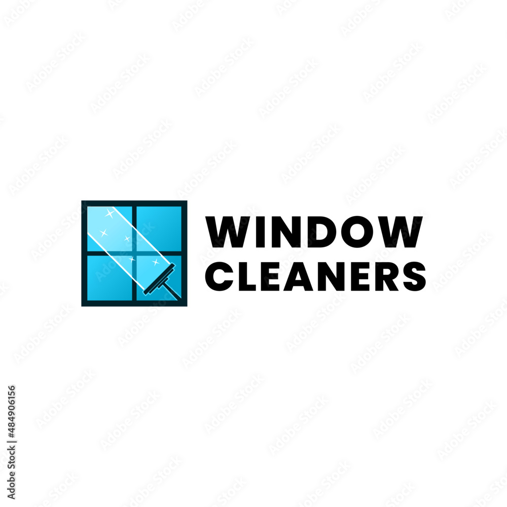 window cleaning company logo template with the shape of a window being ...