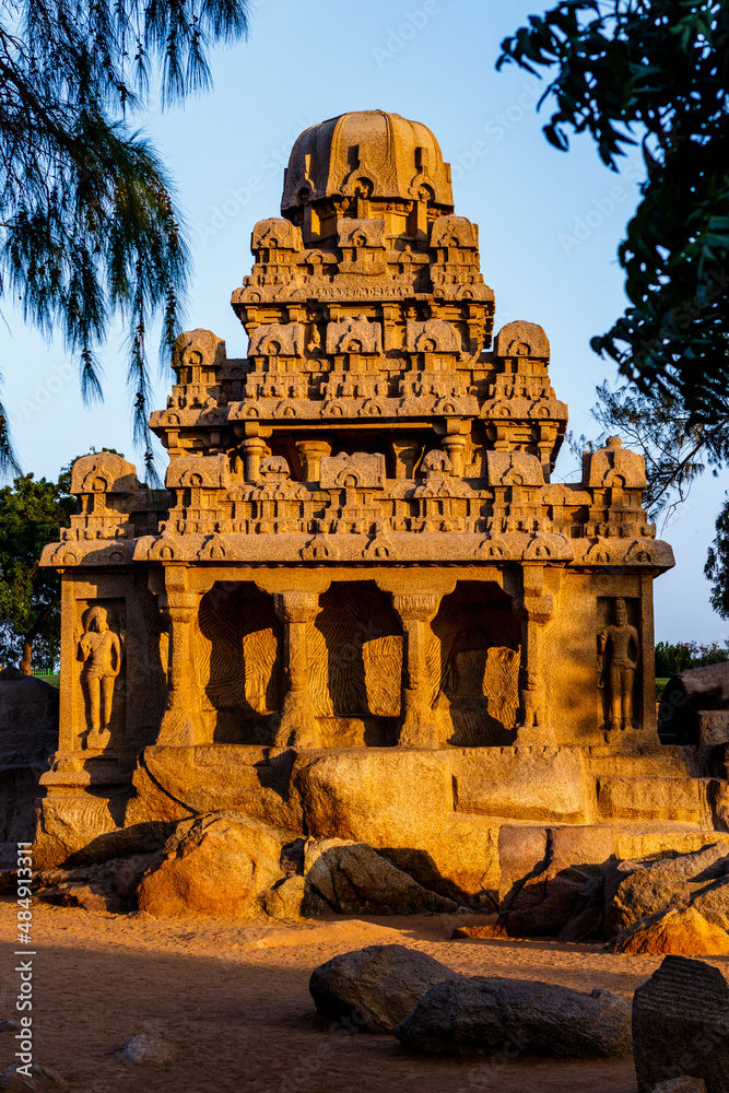 Exterior of the Dharmaraja Ratha, one of the Pancha Rathas (Five Rathas ...
