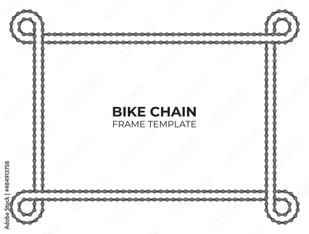 Vector realistic bike chain like rectangle frame. Isolated on white ...