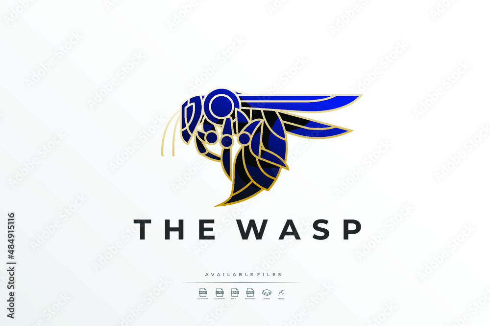 Geometric Lineart Wasp Logo Design Stock Vector | Adobe Stock
