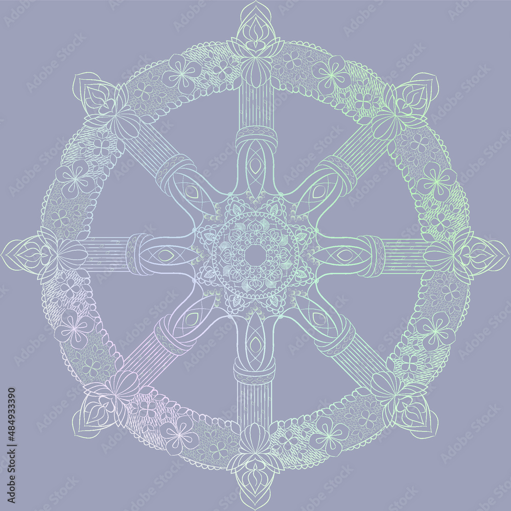 Poster Buddhism dharma and samsara wheel in colorful decoration vector ...