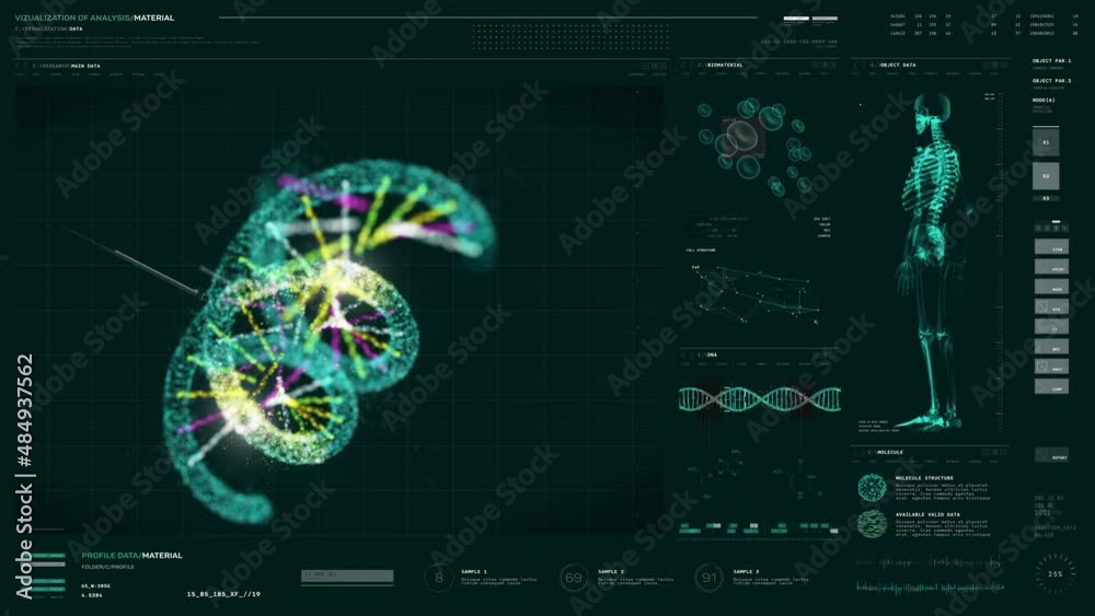 Diagnostic system is analyzing the DNA Helix for science. Diagnostic ...