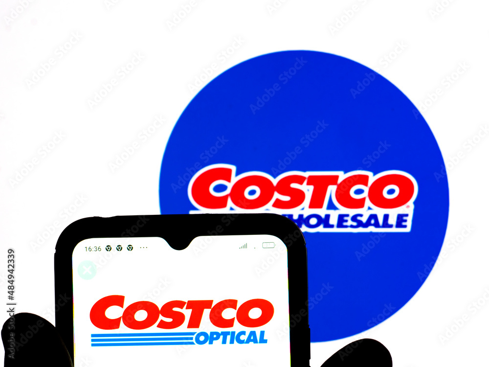 In this photo illustration, the Costco Optical logo is displayed on a ...