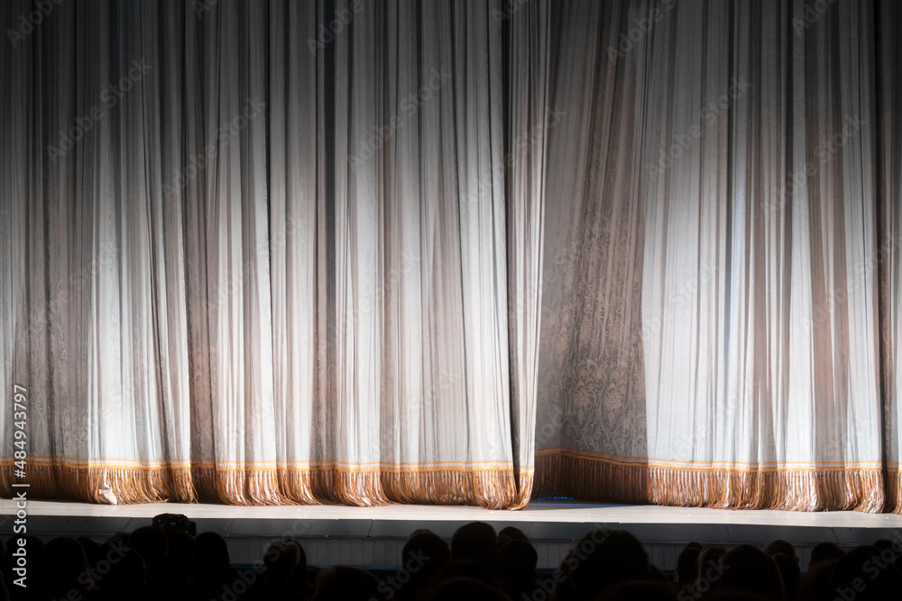 theater stage, curtain. Theater curtain and stage with dramatic ...